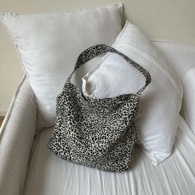 Women Unique Leopard Print Canvas Tote Bag - Premium Slouchy Shopper ...