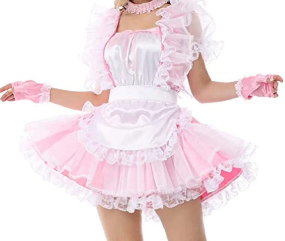 Vestido-de-sat-n-con-volantes-de-encaje-para-adultos-uniforme-gigante ...