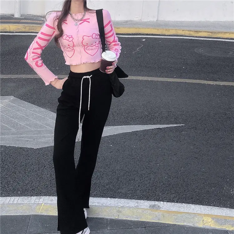 Su-ter-de-punto-de-Hello-Kitty-para-mujer-camiseta-de-moda-Chaqueta ...