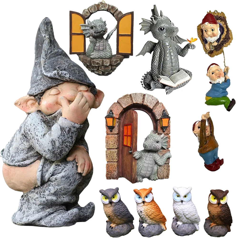 Elf-Out-The-Door-Window-Tree-Hugger-Naughty-Gnome-Statue-decoraci-n-de ...
