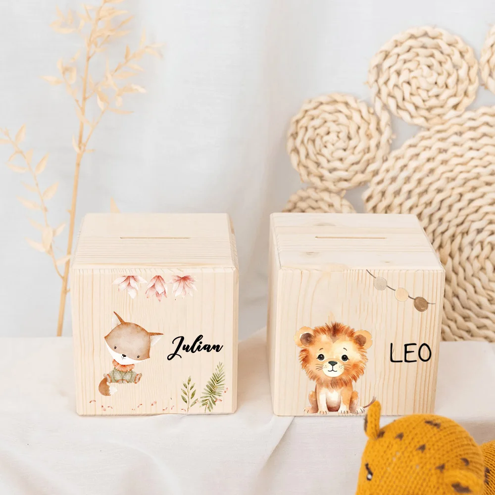 Personalized-Child-Money-Box-Wooden-Piggy-Bank-Baby-Gift-Boy-Girl ...