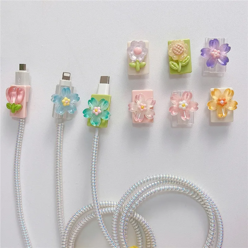 Colorful-Flowers-Cable-Protector-Cute-Charger-Protector-Cable-Winder ...