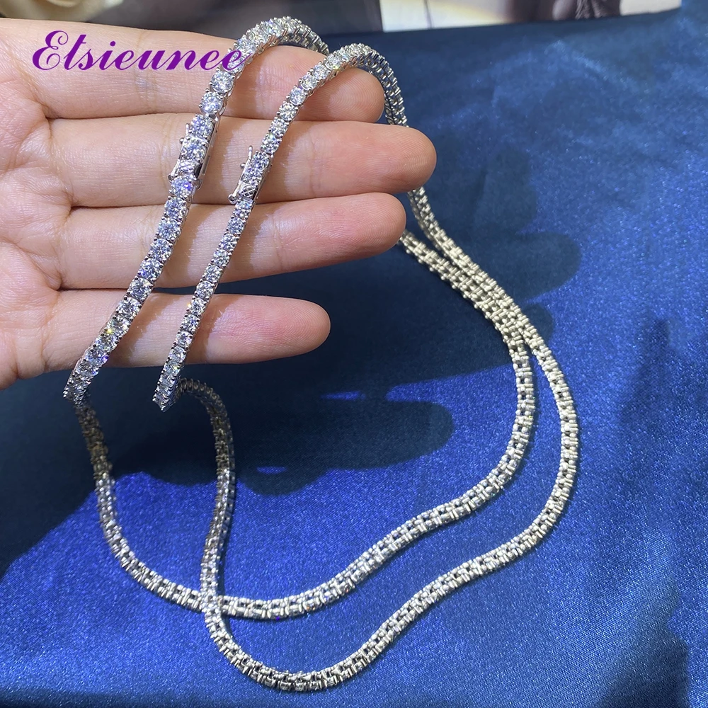 ELSIEUNEE Cadena de plata de primera ley con moissanita para mujer, collar, plata esterlina 925 ...