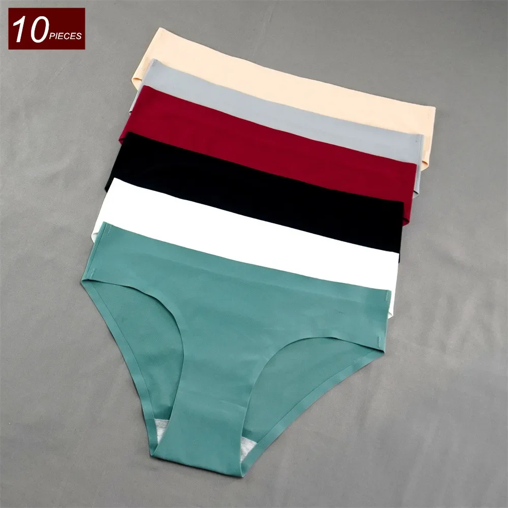 10 Pcs/set Plus Size Breathable Ice Silk Boxer Briefs for Women ...