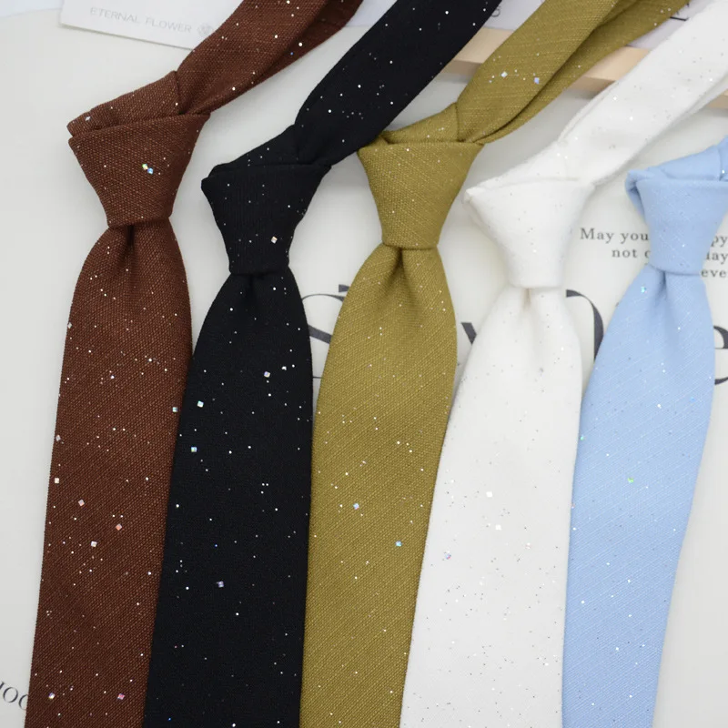 New-Shiny-Linen-Cotton-8CM-Width-Neckties-Solid-Sequin-Ties-For-Men ...