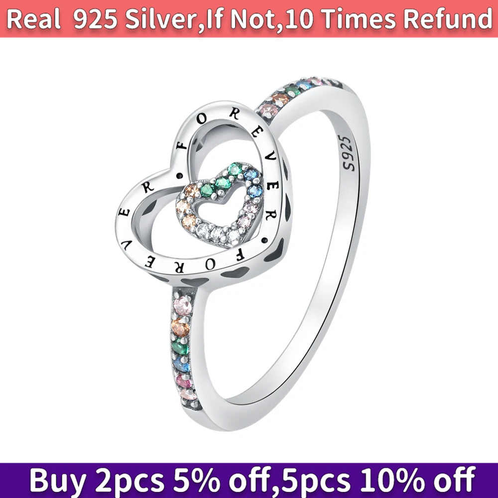 925-Sterling-Silver-Inlaid-Zircon-Colorful-heart-shaped-Eternity ...