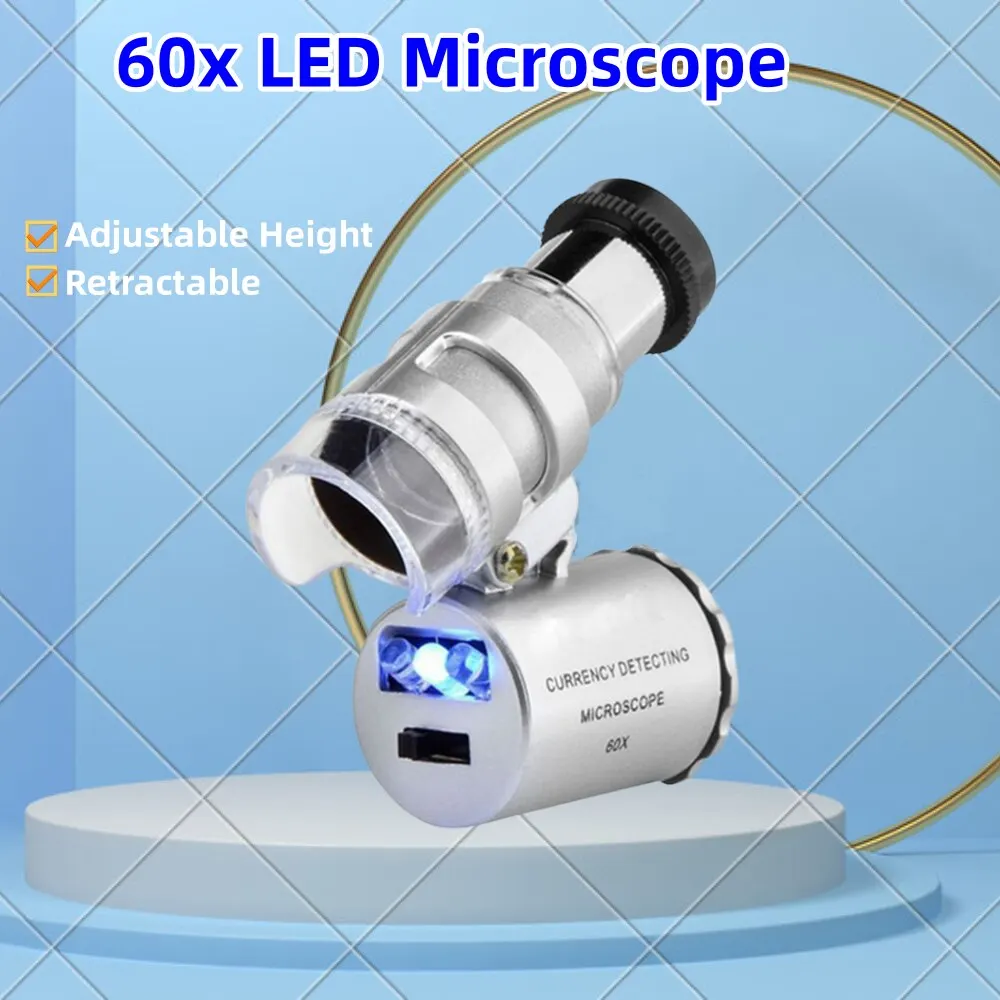 Mini 60X Microscope with LED Light Handheld High Definition Pocket ...