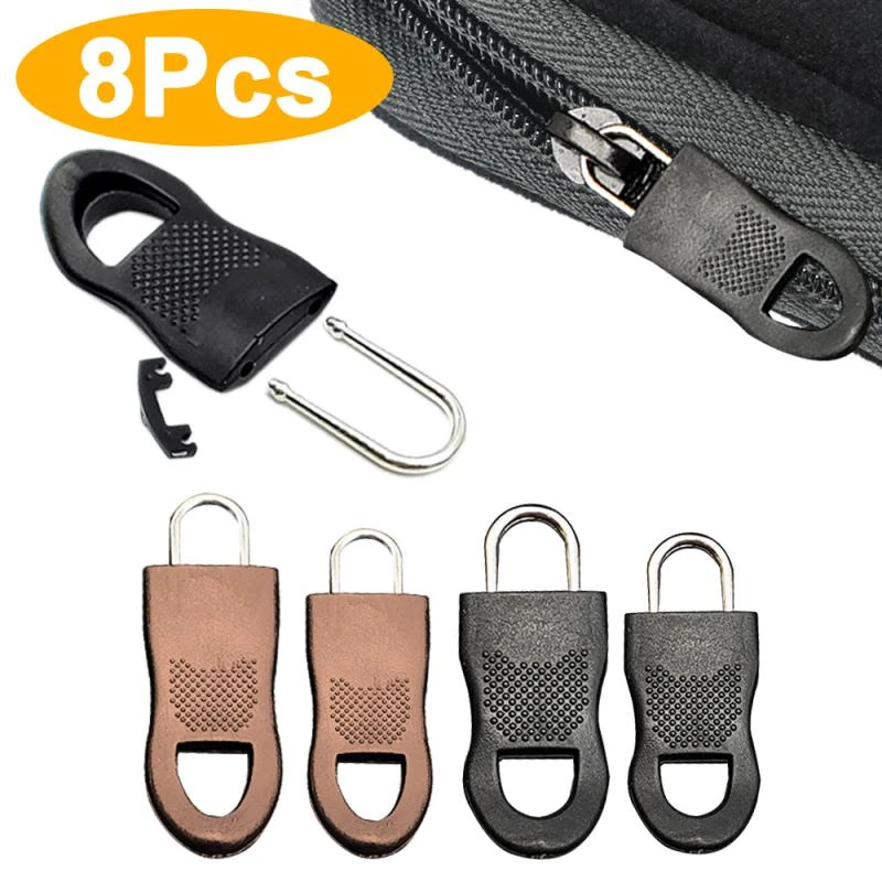 8pcs Replacement Zipper Pull Puller End Fit Rope Tag Clothing Zip Fixer ...