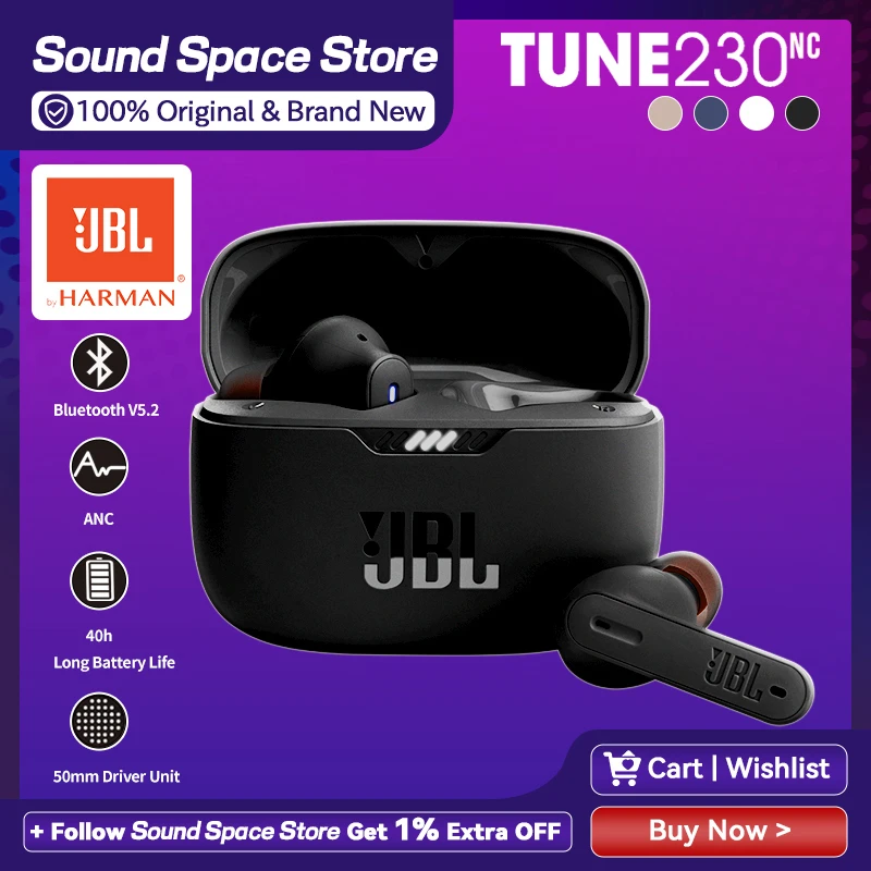 JBL Tune auriculares intrauditivos con Bluetooth V5.2, dispositivo de audio TWS ANC con ambiente ...