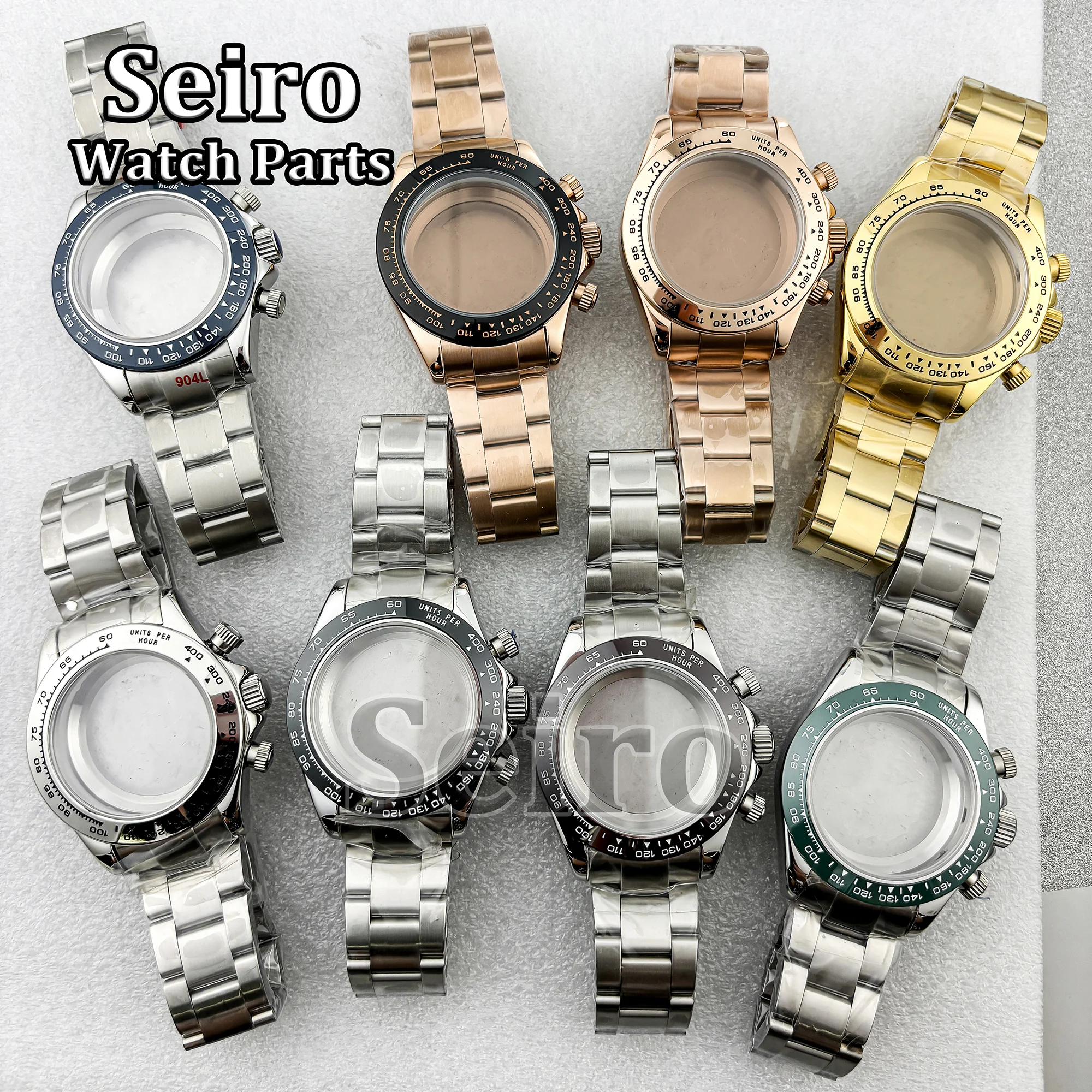 39MM-Watch-Case-Stainless-Steel-Oyster-Strap-Sapphire-Glass-Rose-gold ...