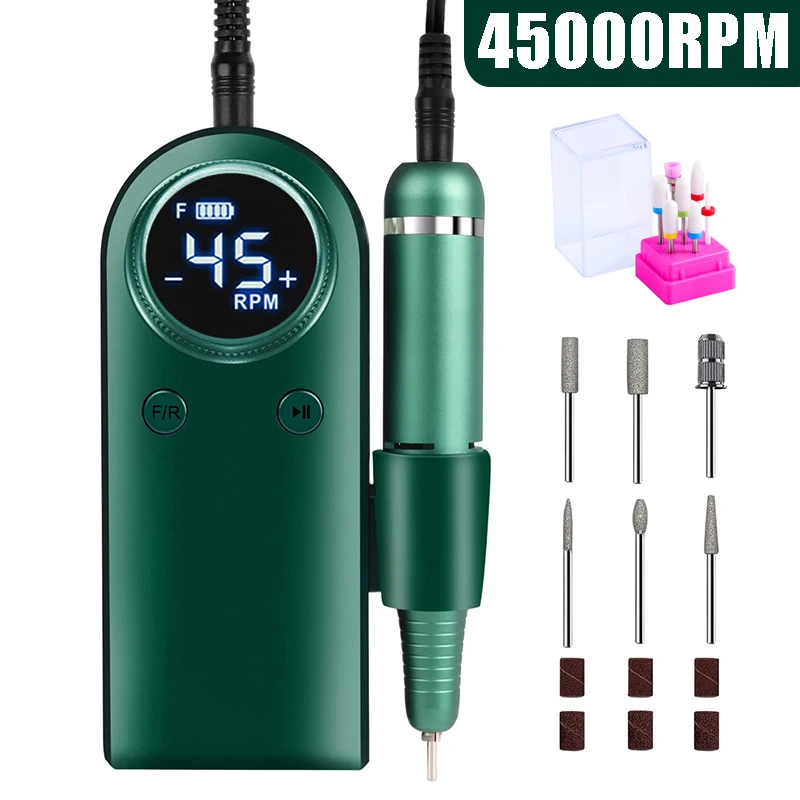 45000RPM Electric Nail Drill Machine Rechargeable Manicure Machine With ...
