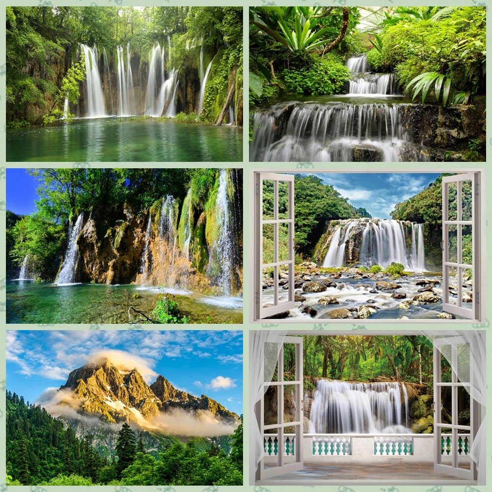 Laeacco-Waterfall-Background-for-Photography-Spring-Natural-Landscape ...