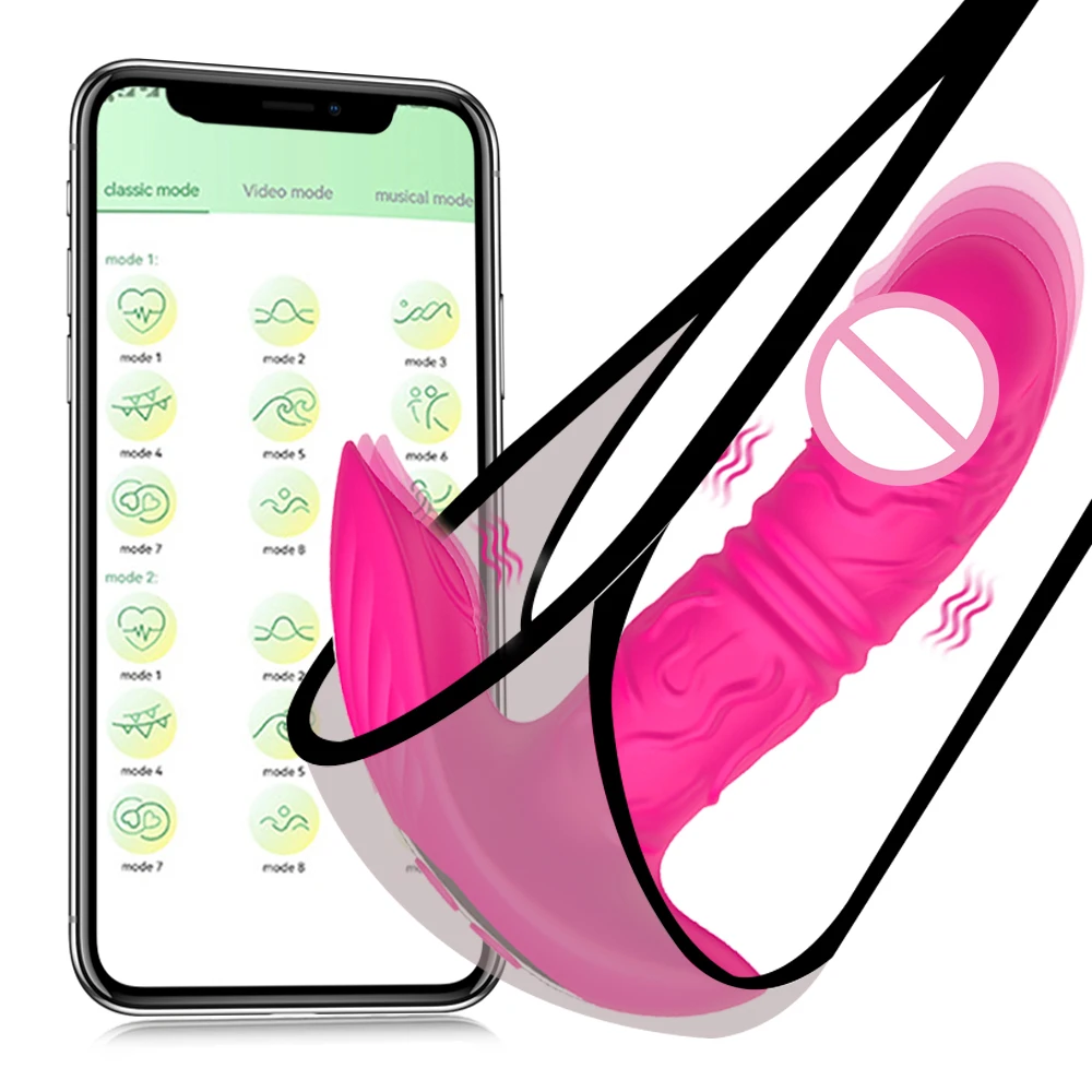 Bluetooth Thrusting Vibrator For Women App Telescopic Dildo Remote Control G Spot Massage