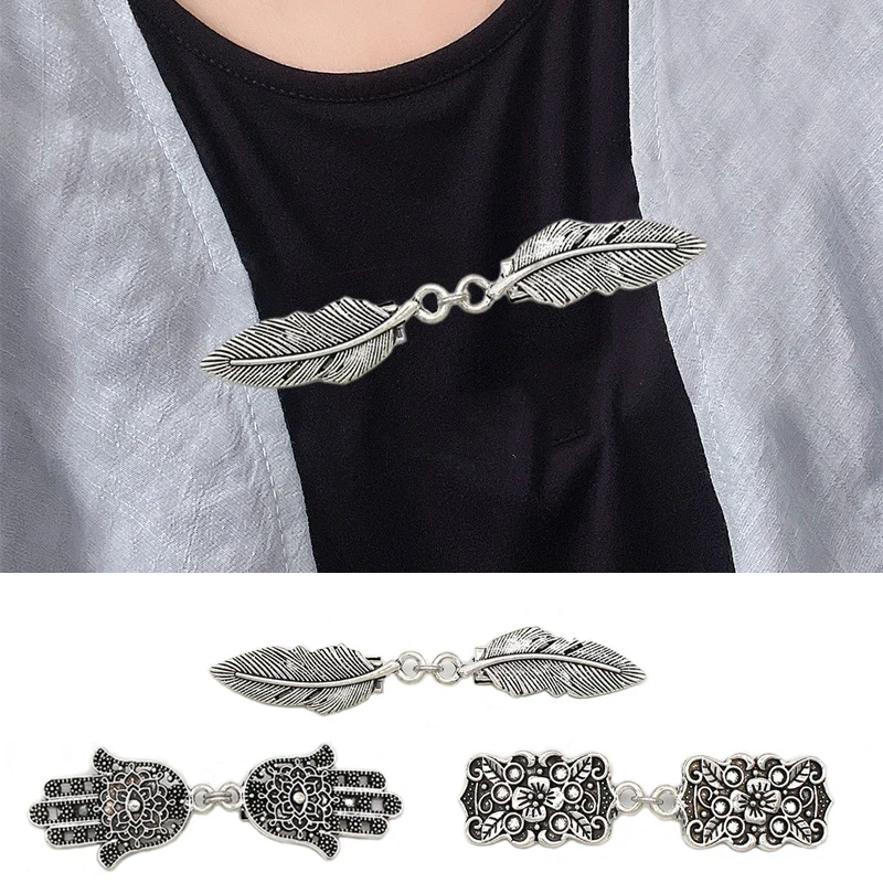 New-Vintage-Cardigan-Collar-Clips-Holder-Cape-Cloak-Fastener-Clasp-Sew ...