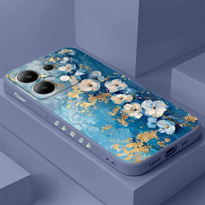 Gold Leaf Flower Phone Case For Xiaomi Redmi Note 14 13 12 12S 11 11S ...