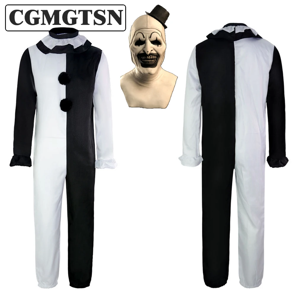 CGMGTSN Adults Terrifier 2 Art the Clown Cosplay Costume Jumpsuit Hat ...