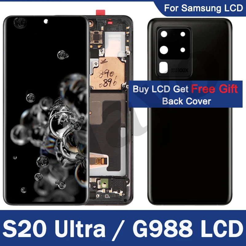 6.9 "tela lcd original para samsung galaxy s20 ultra lcd g988 g988f toque digitador assembléia ...