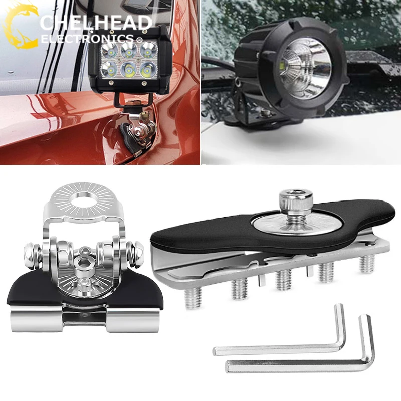 Led-Bar-Holder-Mounting-Bracket-Car-Work-Light-Fog-Lamp-Hood-Clamp-Auto ...