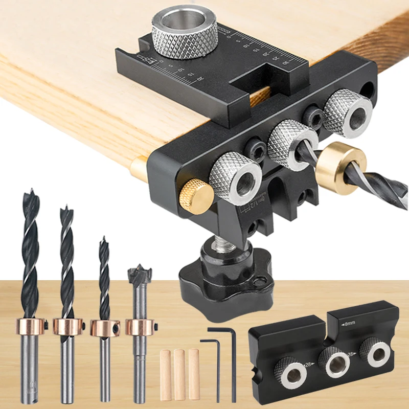Woodworking 3 in 1 Doweling Jig Kit Drill Guide Locator For Cabinet ...
