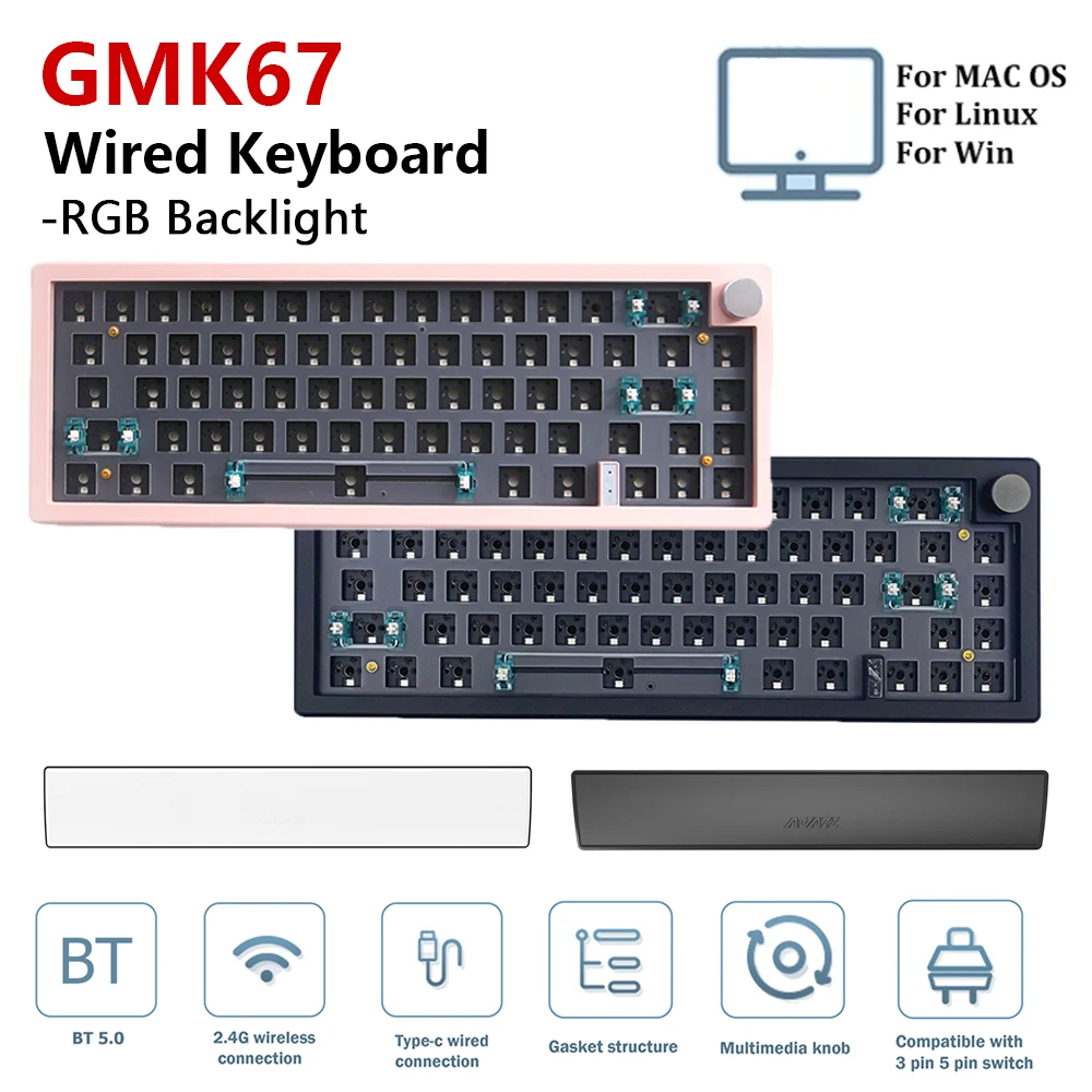GMK67-67-Keys-Wired-Keyboard-Bluetooth-2-4G-Backlight-Mode-Knob-Switch ...