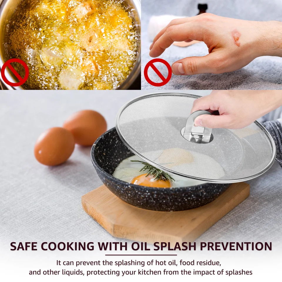 Splatter Guard Hot Grease Splatter Screen Frying Pan Cooking Pot ...