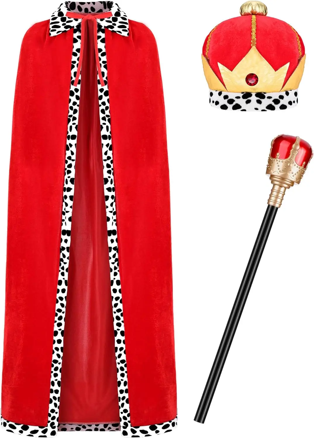 PESENAR-3-Pieces-King-Cloak-Costume-Kids-Red-Robe-King-Crown-Wand-Set ...