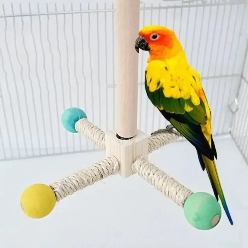 Parrot Interactive Playtime Stand Wooden Swing & Chew Toy Rotating ...