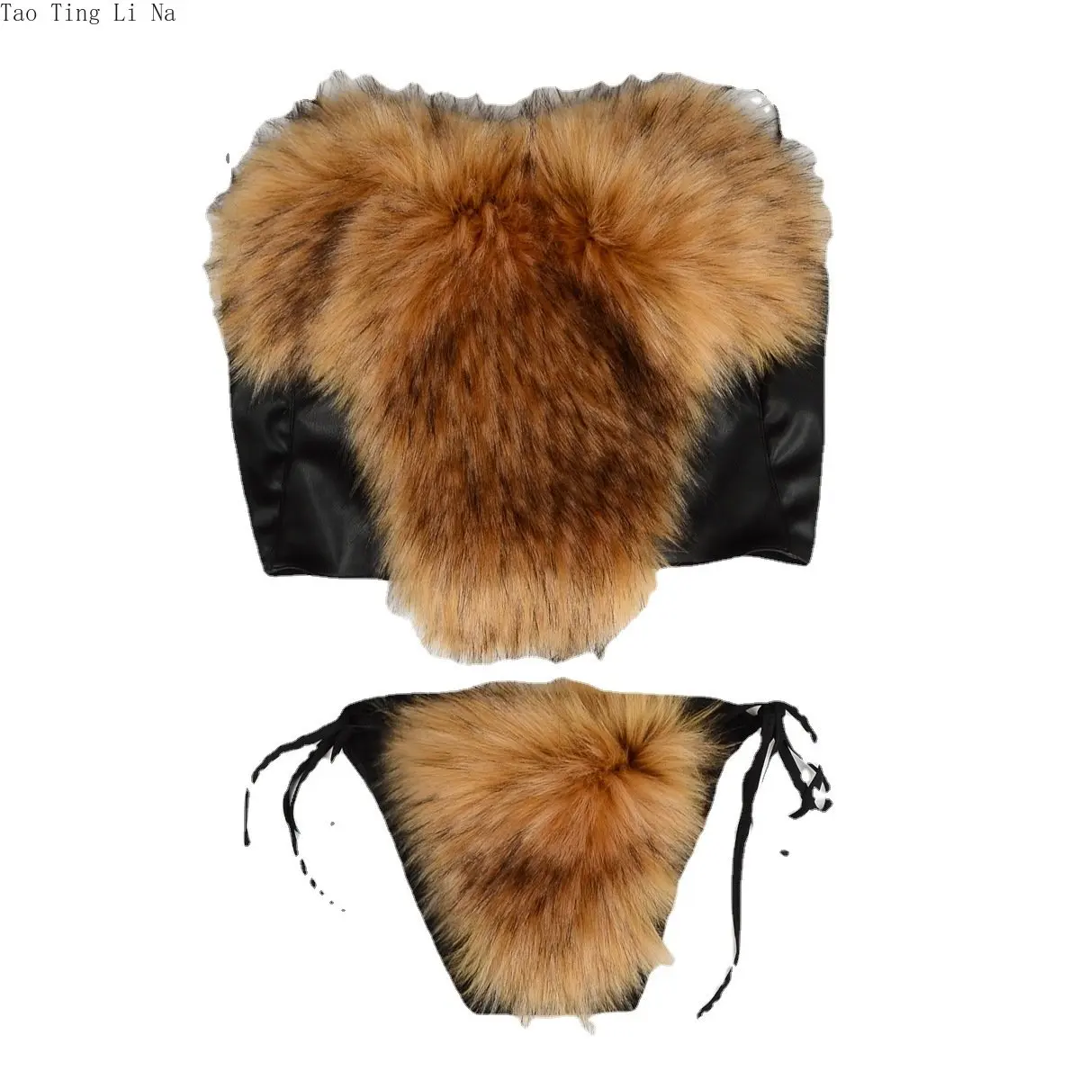 Women Lingerie Beach Bikini Sexy Bra Faux Fur Bikini