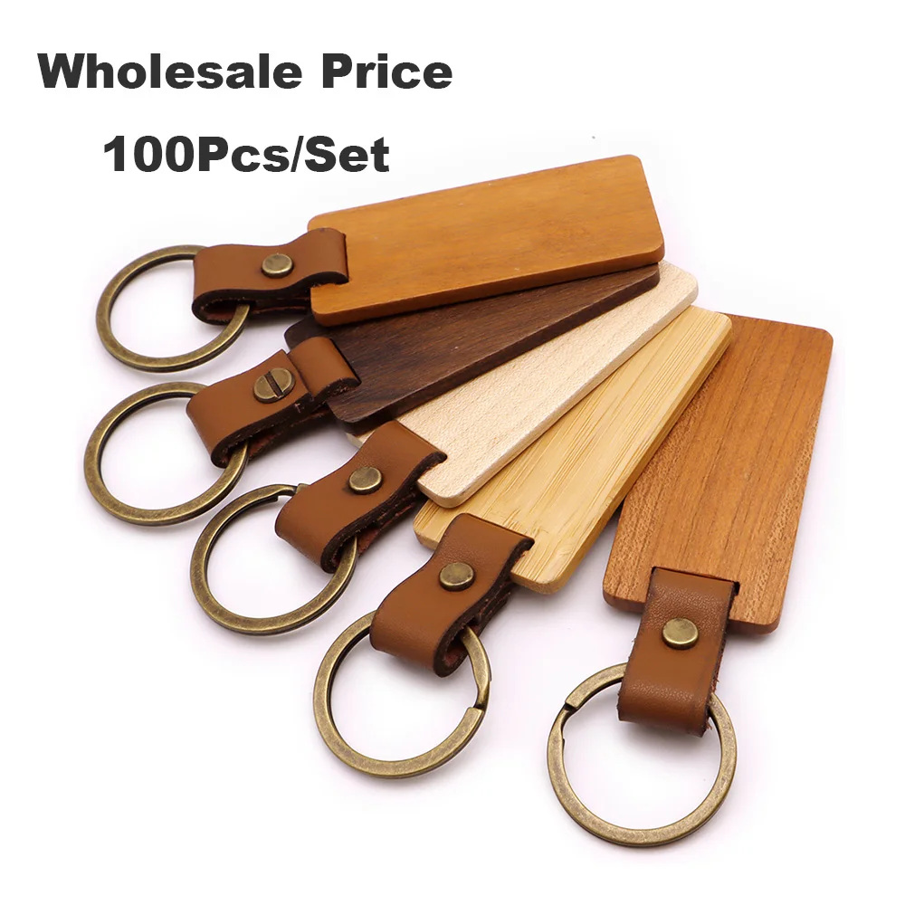Wholesale-100Pcs-Blank-Tag-ID-Name-Rectangular-Wooden-Keychain-Engraved ...