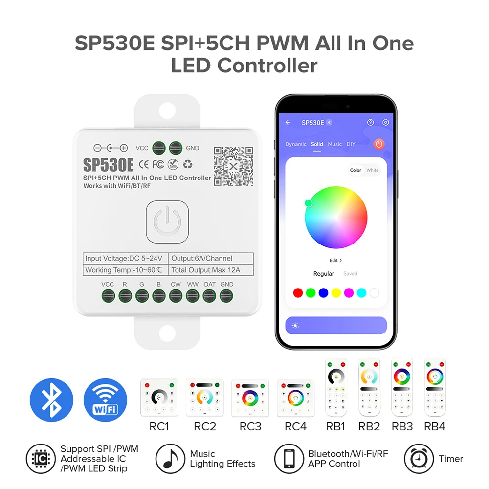 SP530E-All-In-One-LED-Controller-Wifi-Alexa-Google-Home-BT-5CH-PWM-SPI ...