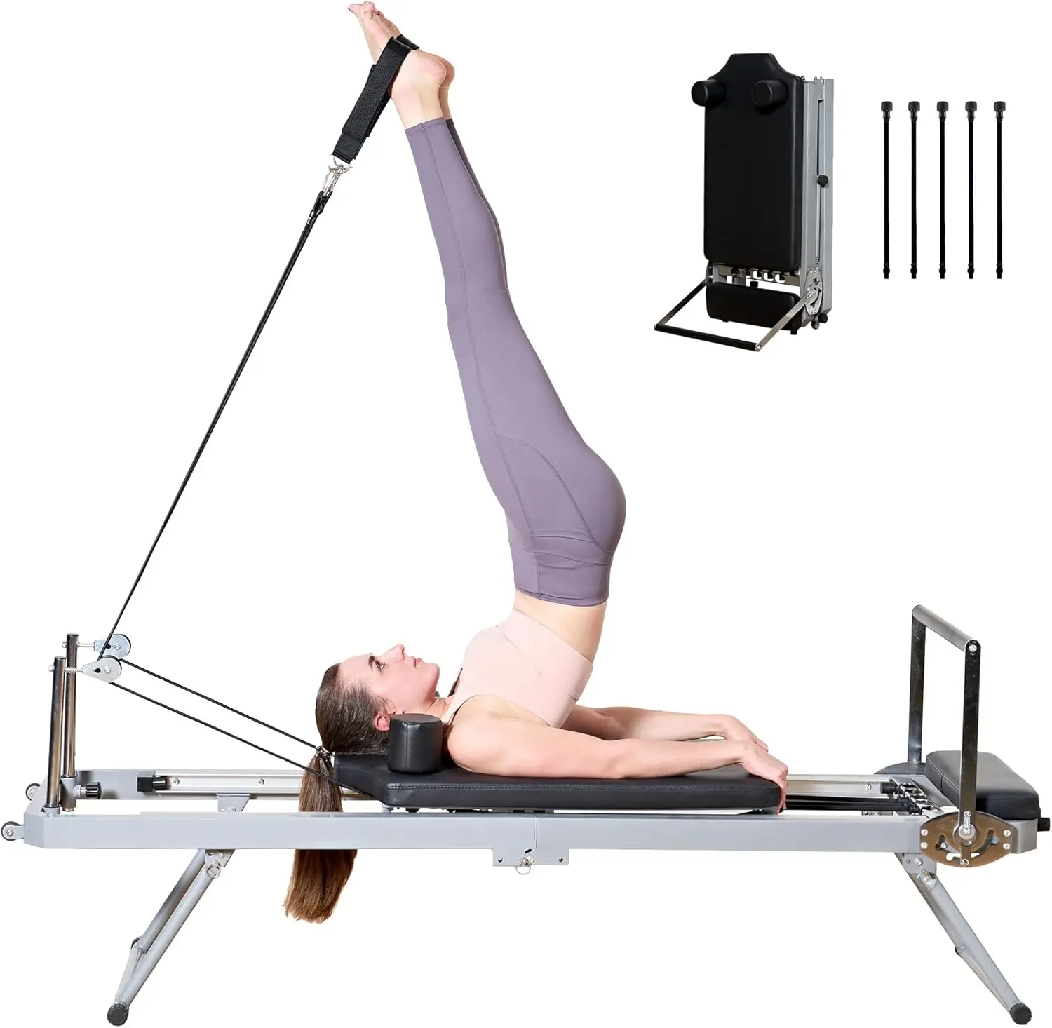 Foldable Pilates Reformer Machine for Home Gym, Pilates Workout ...