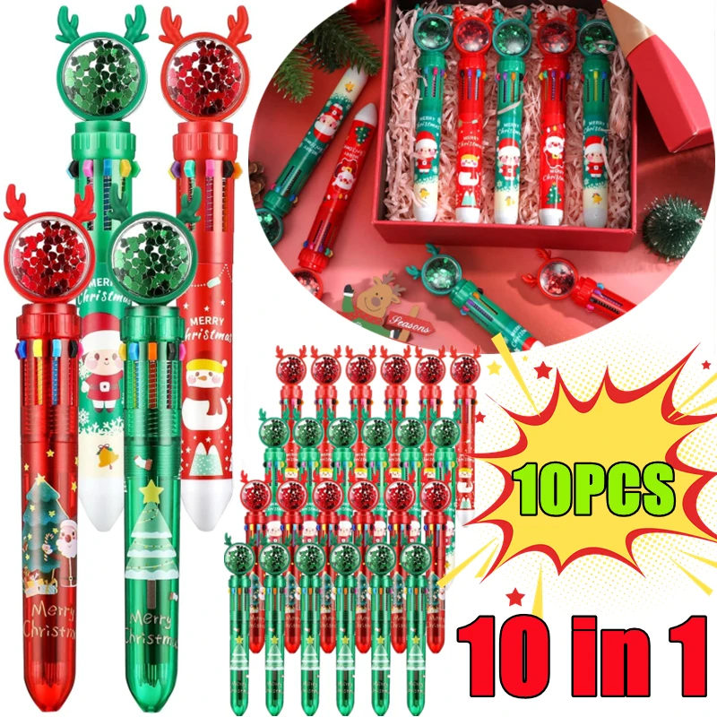 10-1PC-Christmas-Ballpoint-Pen-10-In-1-Retractable-Multicolor-Xmas ...