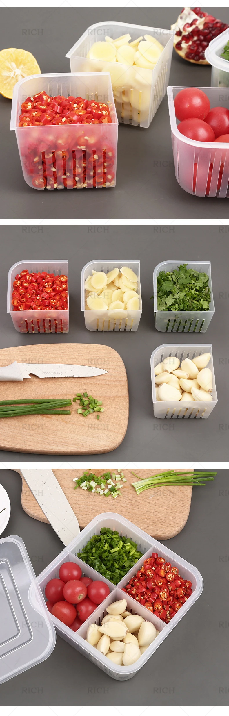 Fresh Keeping Box Refrigerator Onion Ginger Garlic Fruit Food Storage ...