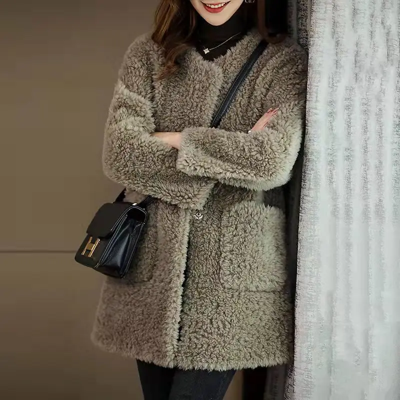 Abrigo-de-invierno-para-mujer-nuevo-abrigo-polar-forro-polar-de-cordero ...