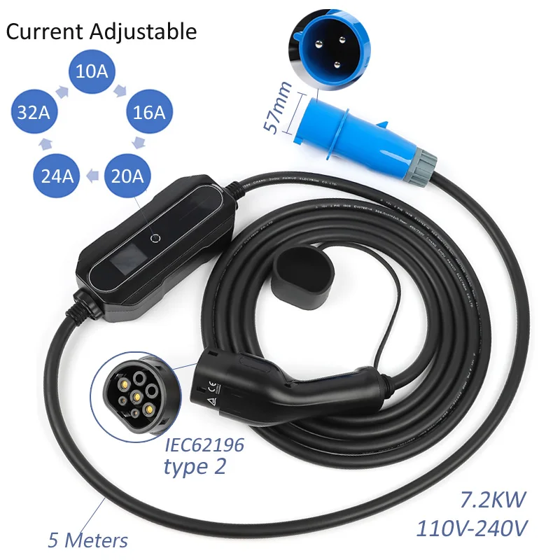 Electric-Vehicle-Charger-Type-2-Type-1-Mode-2-Level-2-Portable-EVSE-EV ...
