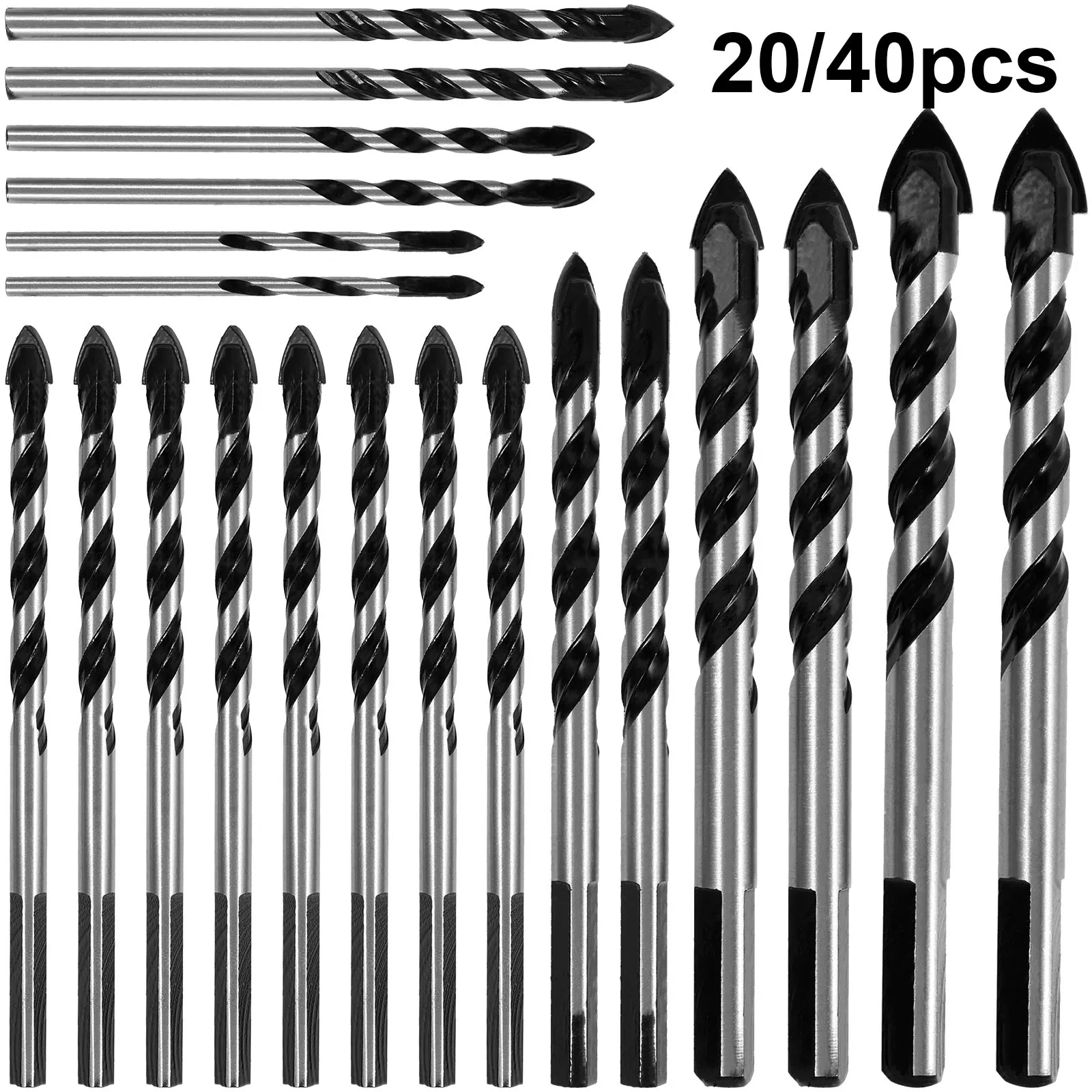 20-40Pcs-Masonry-Drill-Bit-Set-Alloy-Concrete-Drill-Bit-Set-High ...
