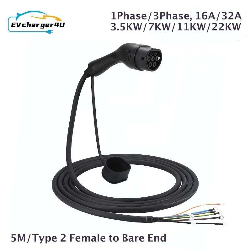 EVcharger4U Open End EV Charging Cable Type 2 16A/32A 1Phase/3Phase ...