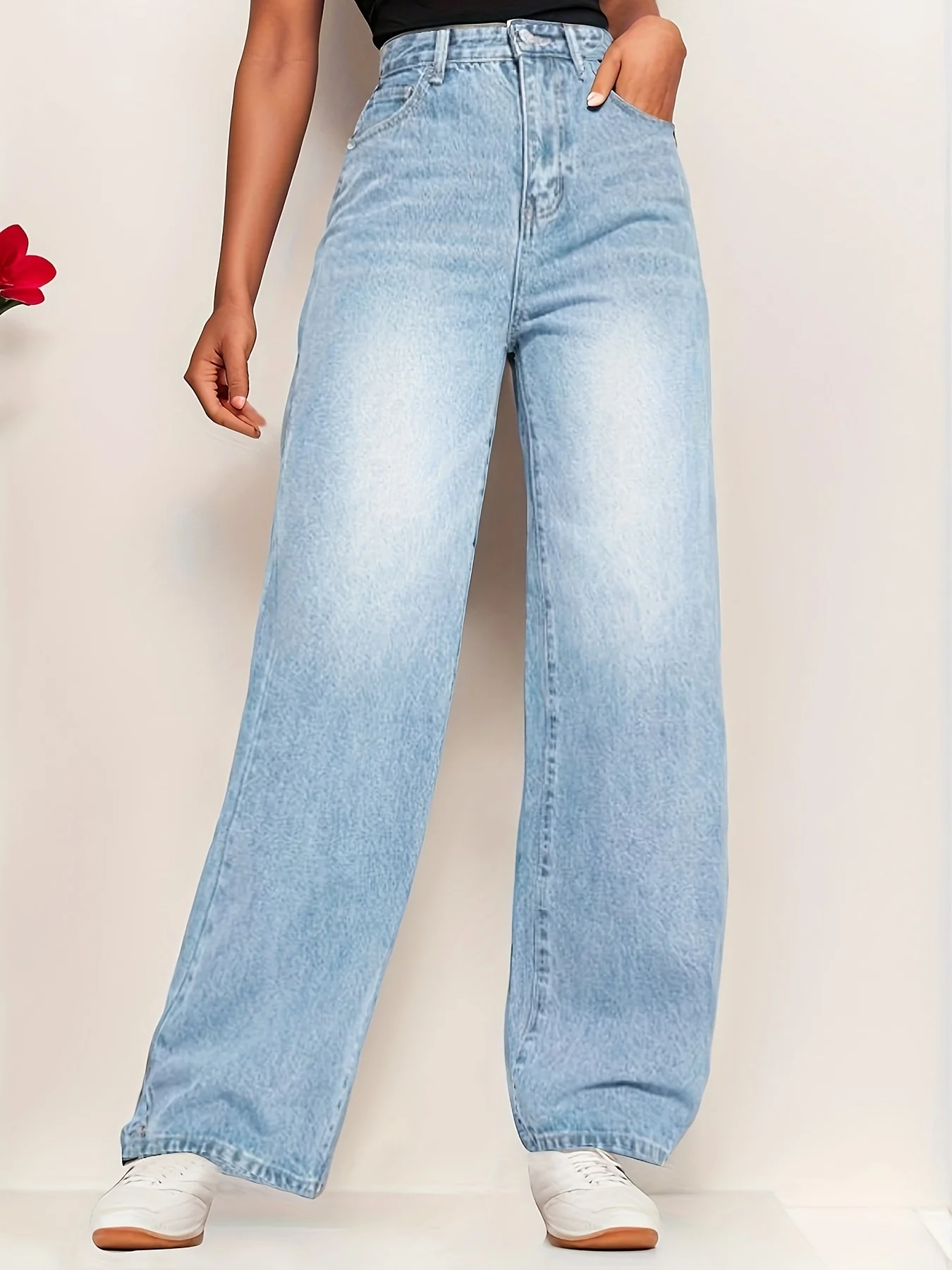2024-Cross-border-popular-casual-light-blue-denim-pants-for-women-s ...