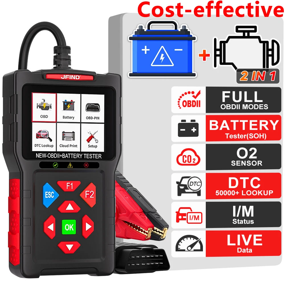 12V 24V OBD2 Scanner Engine Code Reader Battery State of Health Test ...