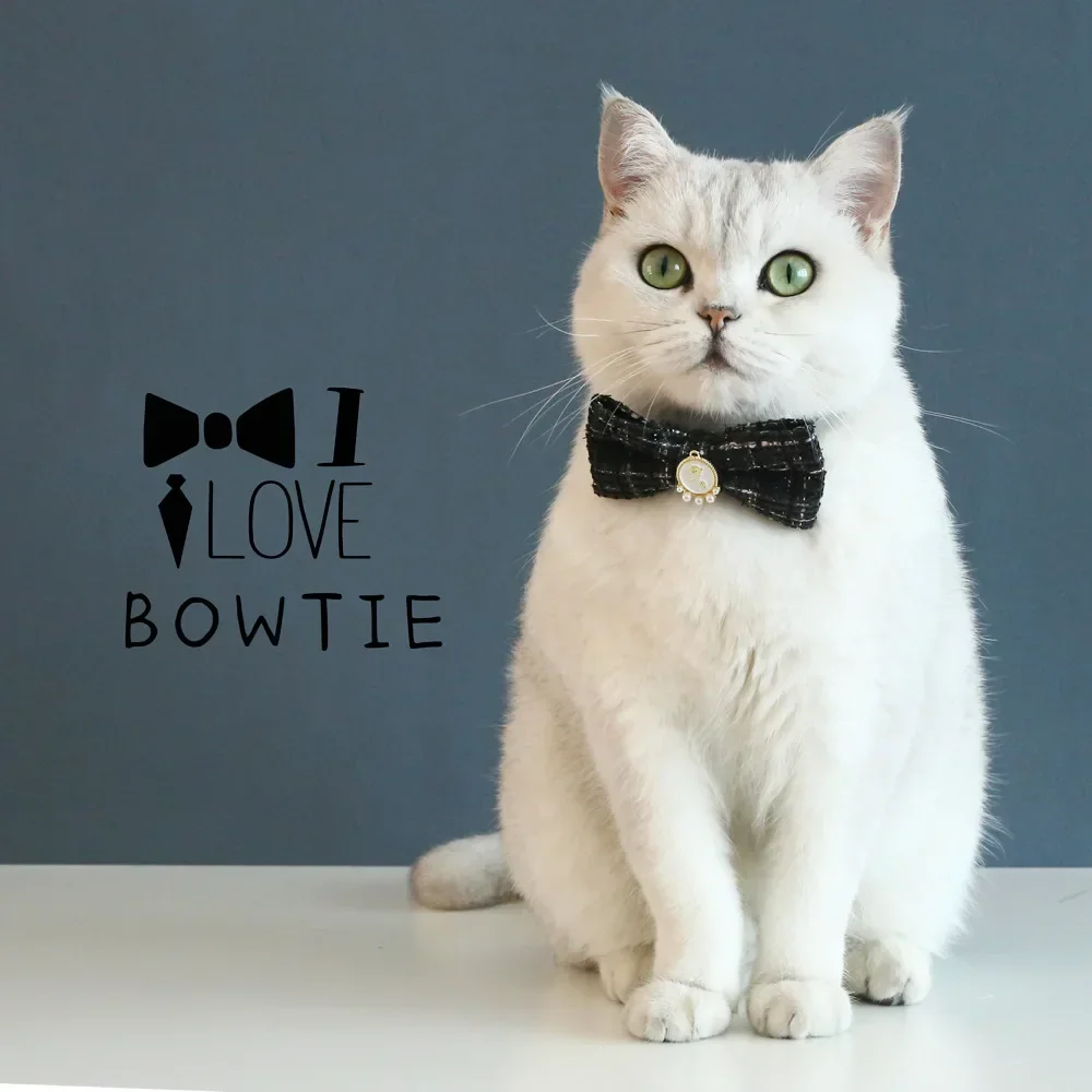 MPK-Cat-Woven-Plaid-Vintage-Pearl-Bowtie-Collar-Adjustable-Quick ...