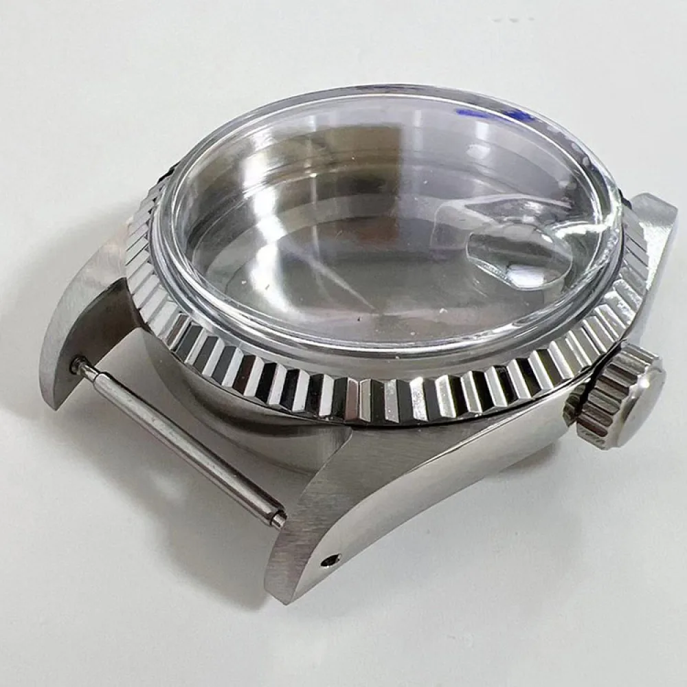 36MM-Oyster-Type-Steel-Watch-Case-Incline-Fluted-Bezel-Acrylic-Glass ...