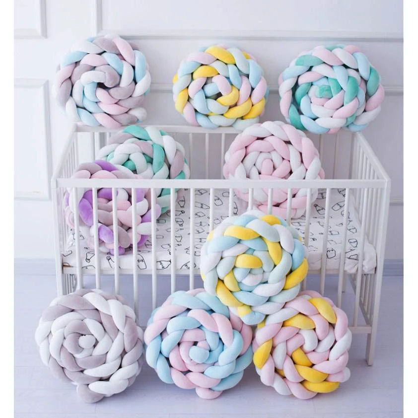 1M-1-5M-2M-3M-Baby-Bumper-Bed-Braid-Knot-Pillow-Cushion-Bumper-for ...