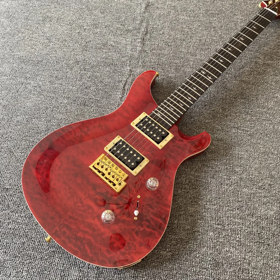 High-quality-electric-guitar-dark-red-large-patterned-finish-rosewood ...