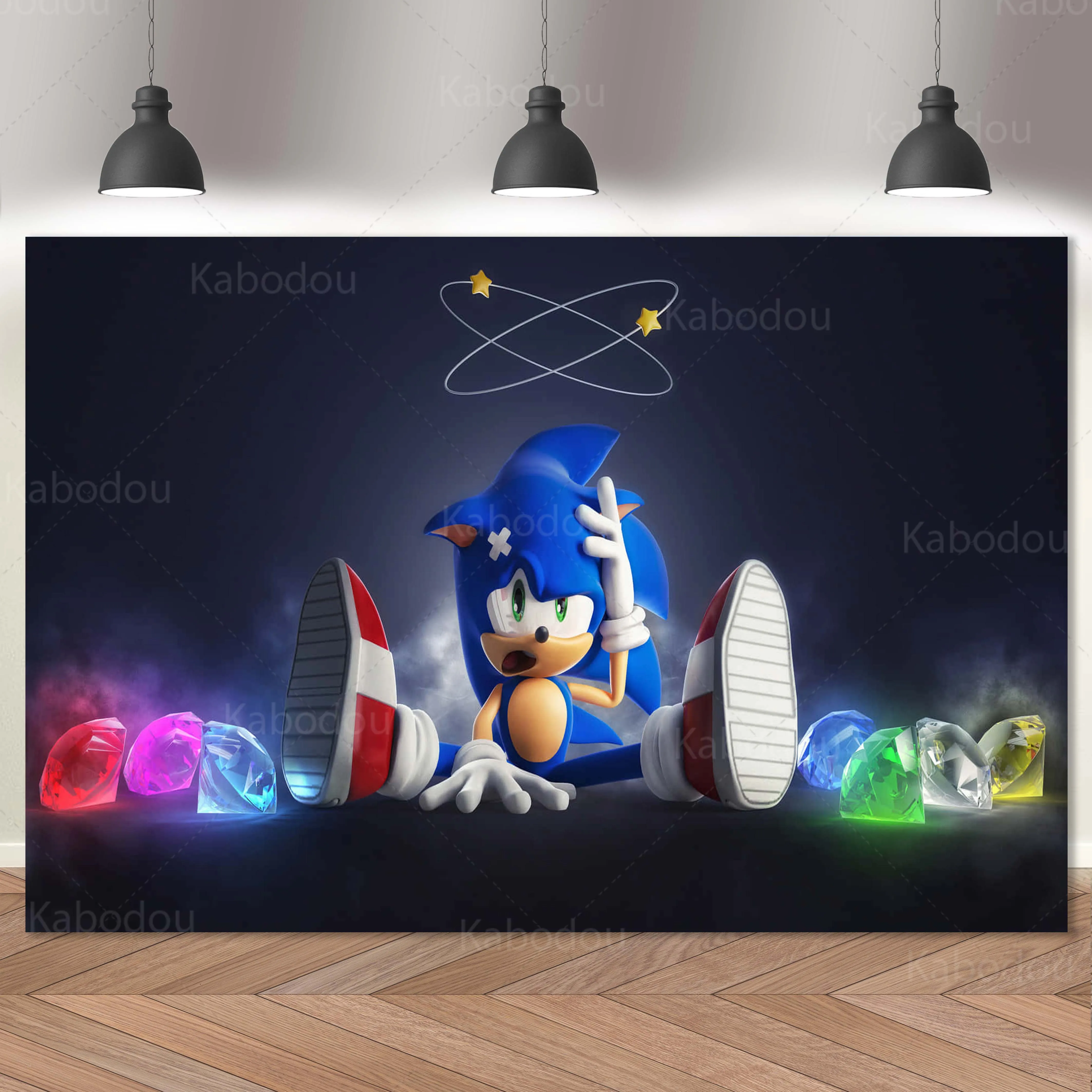 Fondo azul sónico para fiesta de cumpleaños de niños, decoración de ...