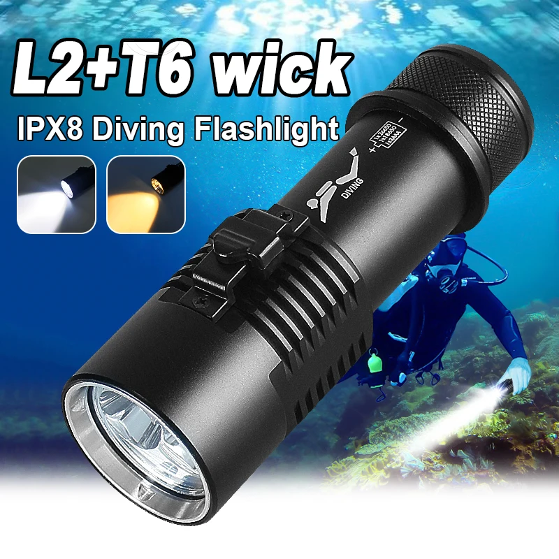 High-Power-LED-Diving-Flashlight-IPX8-Highest-Waterproof-Rating-L2-T6 ...