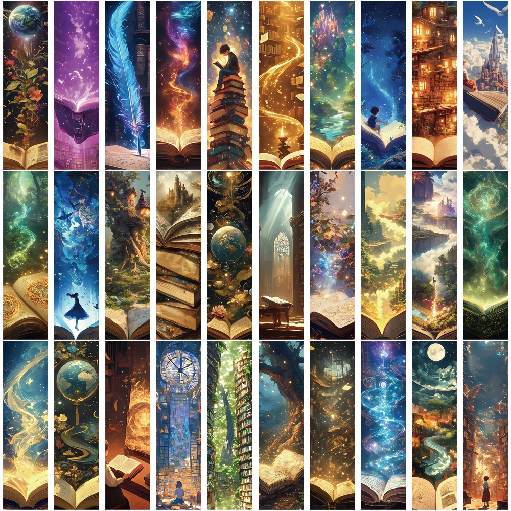 30/60PCS Creative Fantasy Reading Bookmarks High Beauty Cards Creative ...