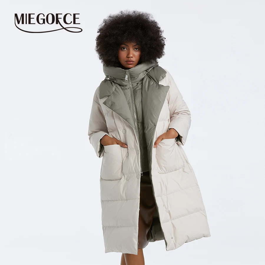 MIEGOFCE-2024-Winter-High-Quality-Women-Coats-Long-Sleeve-Lapel-Hooded ...