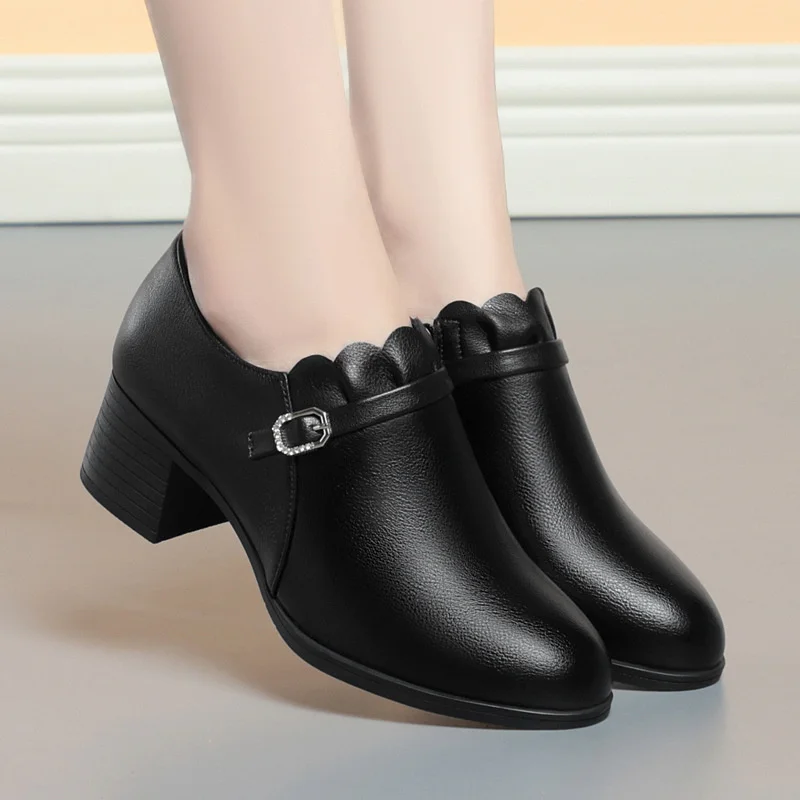 New-Spring-Autumn-Women-s-Concise-Single-Shoes-Round-Toe-Thick-Heel ...