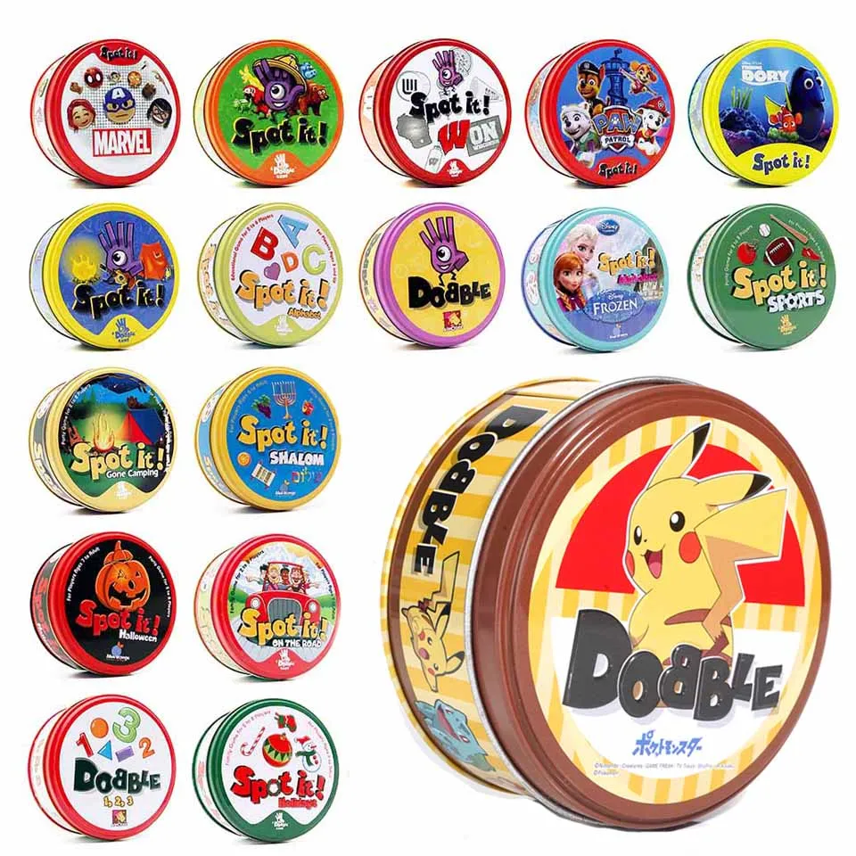 Pokemon-Dobble-Karten-Pikachu-Spot-It-Spiel-Spielzeug-mit-Metall-Box ...