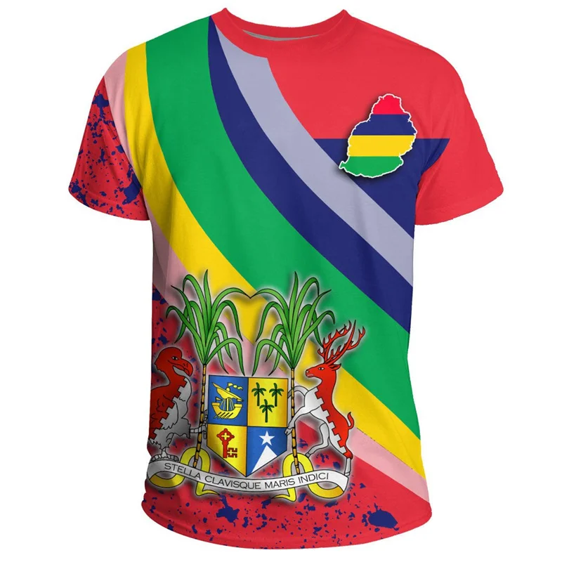 African Mauritius Pattern T-shirt For Men Clothes Fashion Street Crew ...